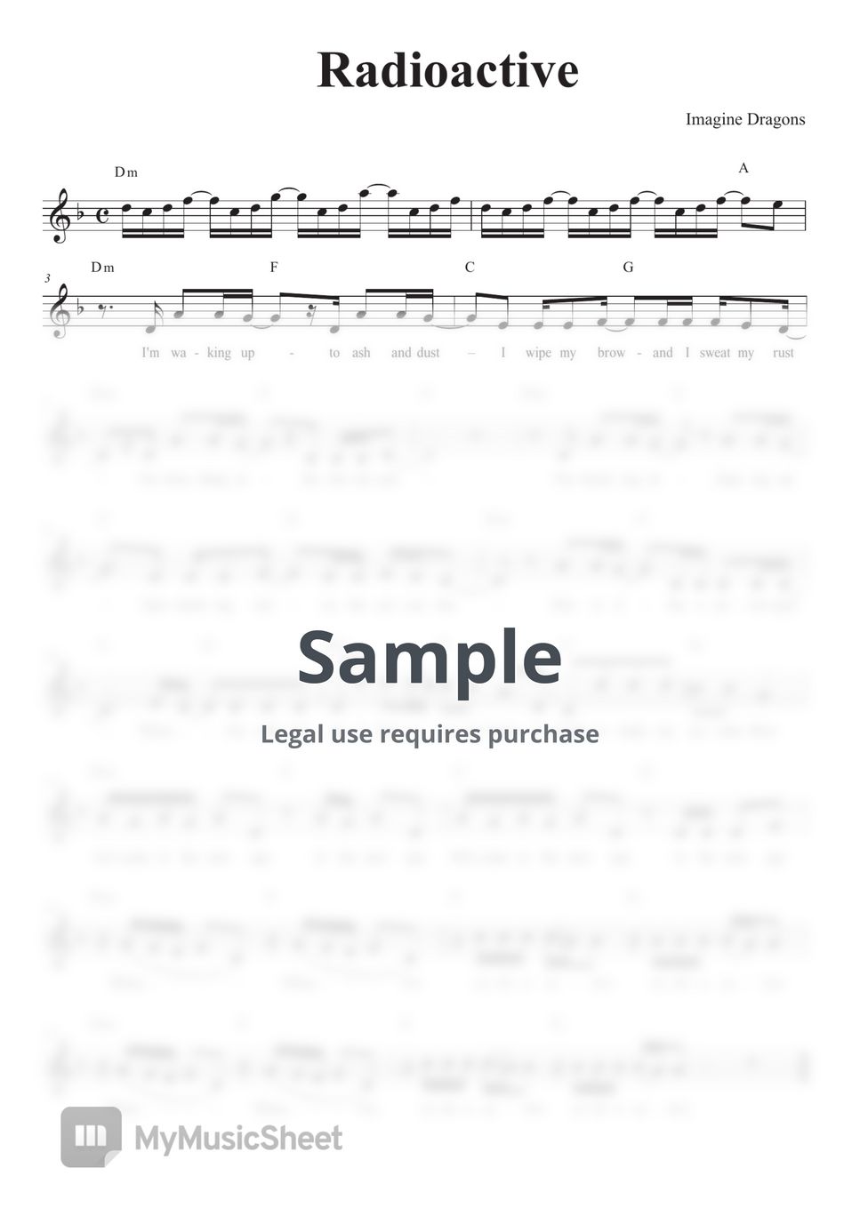 Imagine dragons - Radioactive (1절/입시곡) Sheets by Uod Music