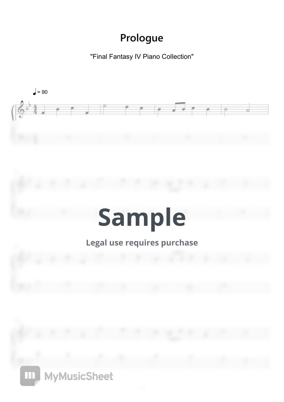 Final Fantasy - Prologue (Final Fantasy IV Piano Collection) (sheet ...