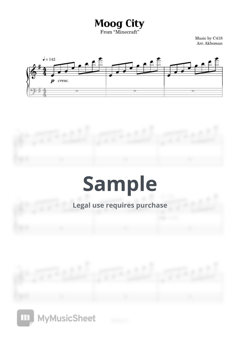 Minecraft - Moog City Sheet Music by Akboman