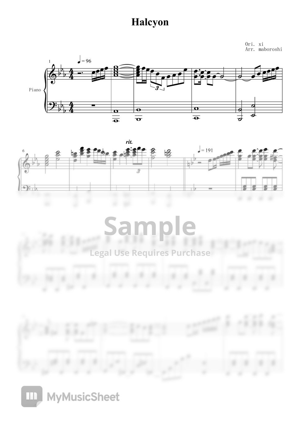 xi - 《Halcyon》 | 音遊必聽熱門歌曲之一 / piano sheet Sheets by maboroshi xi - 《Halcyon》 | 音遊必聽熱門歌曲之一 / piano sheet Sheets by maboroshi
