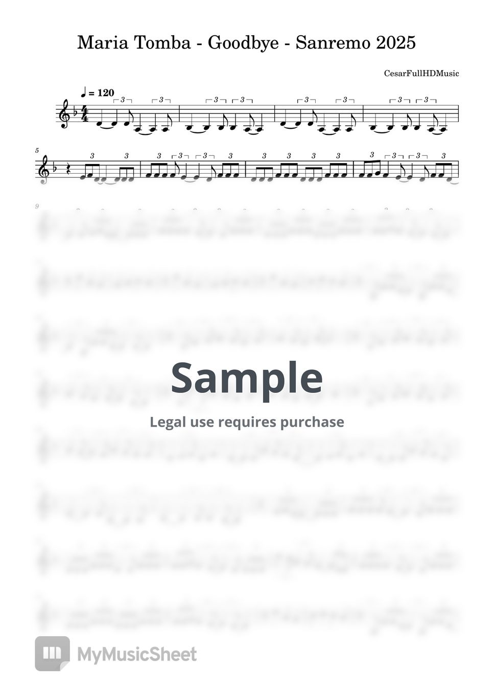 Maria Tomba - Goodbye - Sanremo 2025 Sheets
