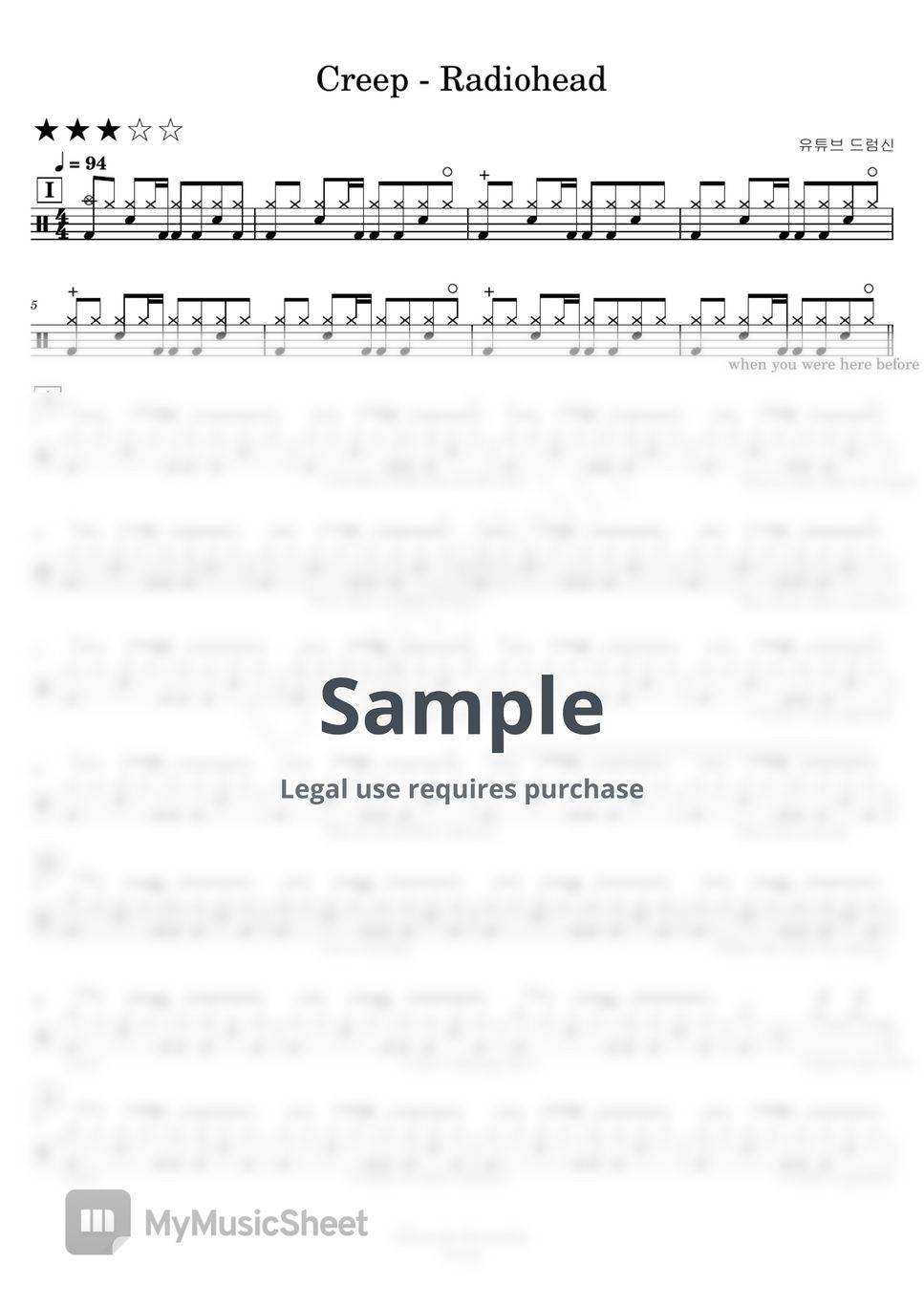 Radiohead - Creep โน้ตเพลง by drumshin