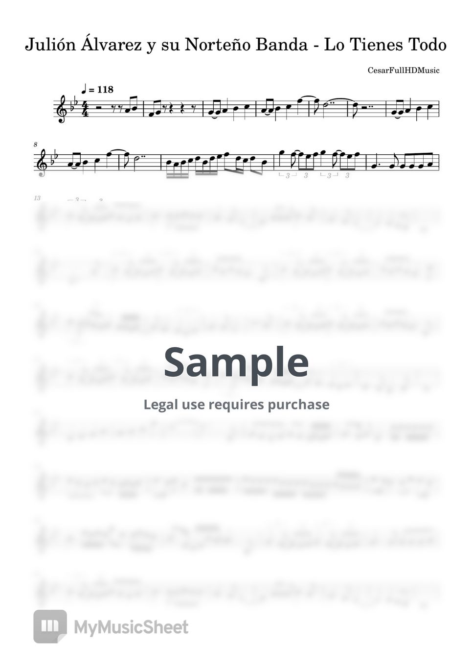 Julión Álvarez y su Norteño Banda - Lo Tienes Todo Sheets