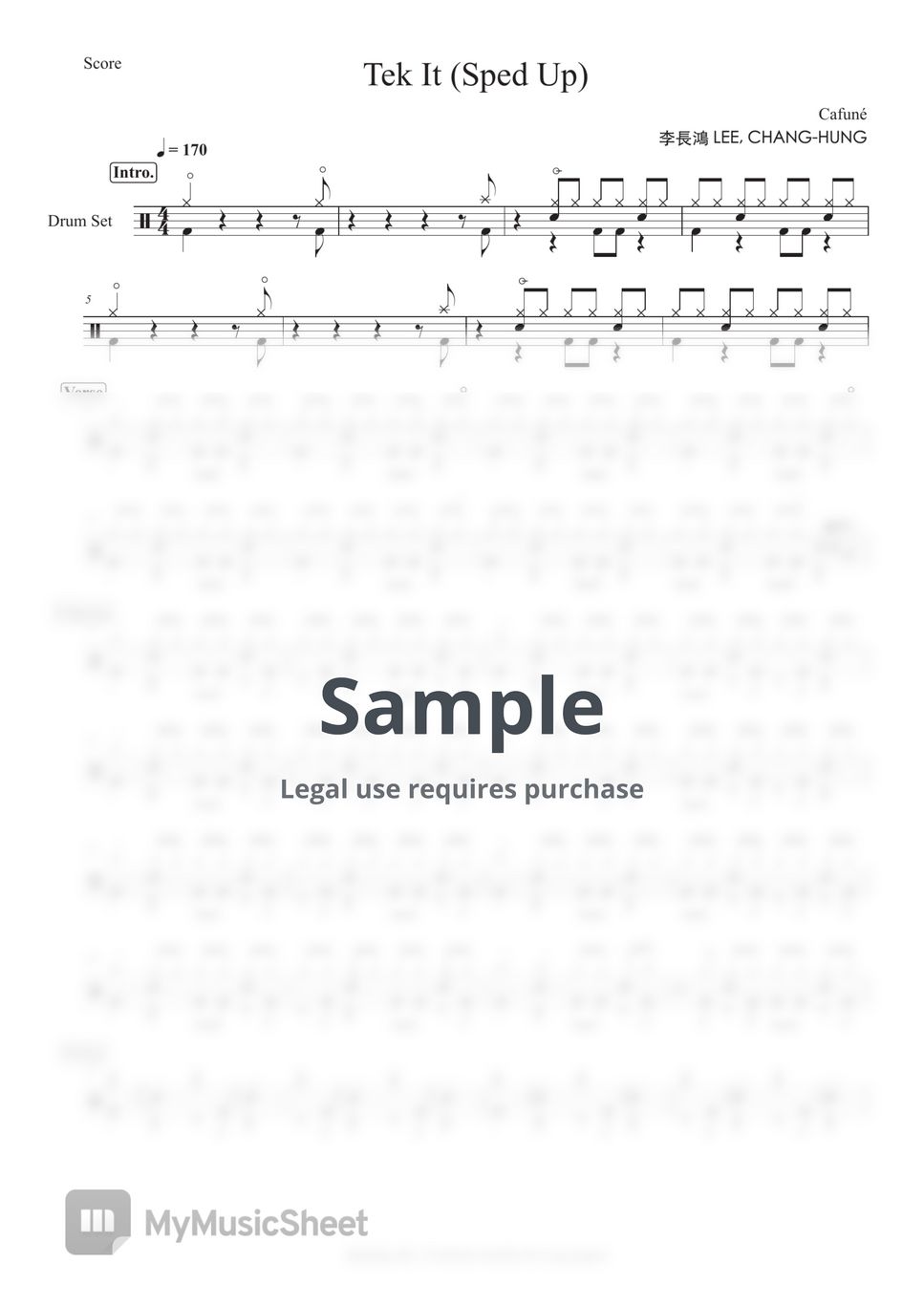 Cafuné - Tek It (Sped Up) Sheet Music by LEE, CHANG-HUNG