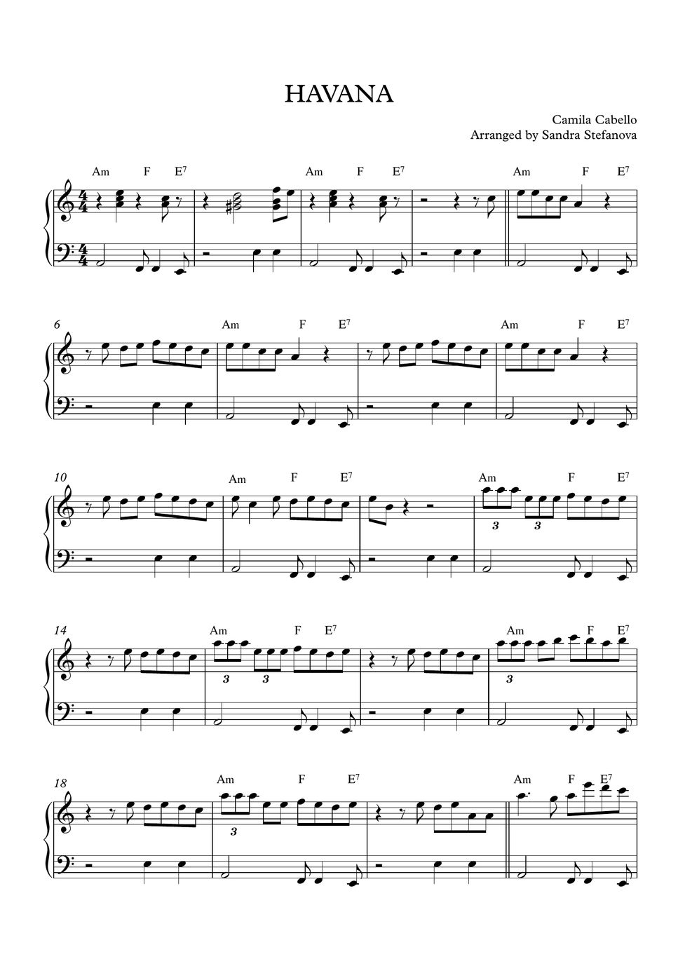 Camila Cabelo - Havana Partitura by Sandra Stefanova