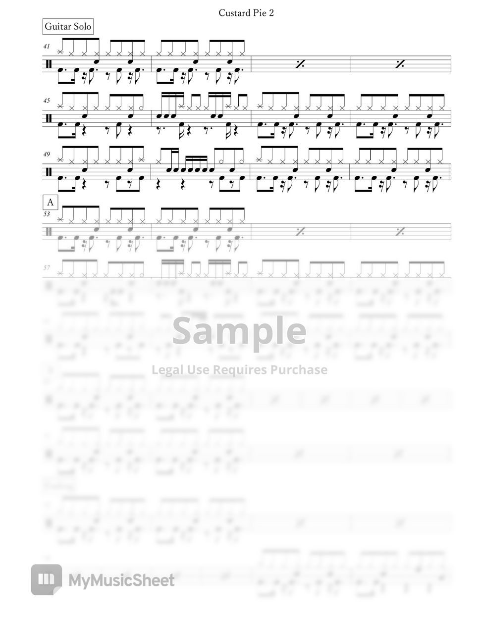 Led Zeppelin - Custard Pie Sheet Music by Arkadia Drums