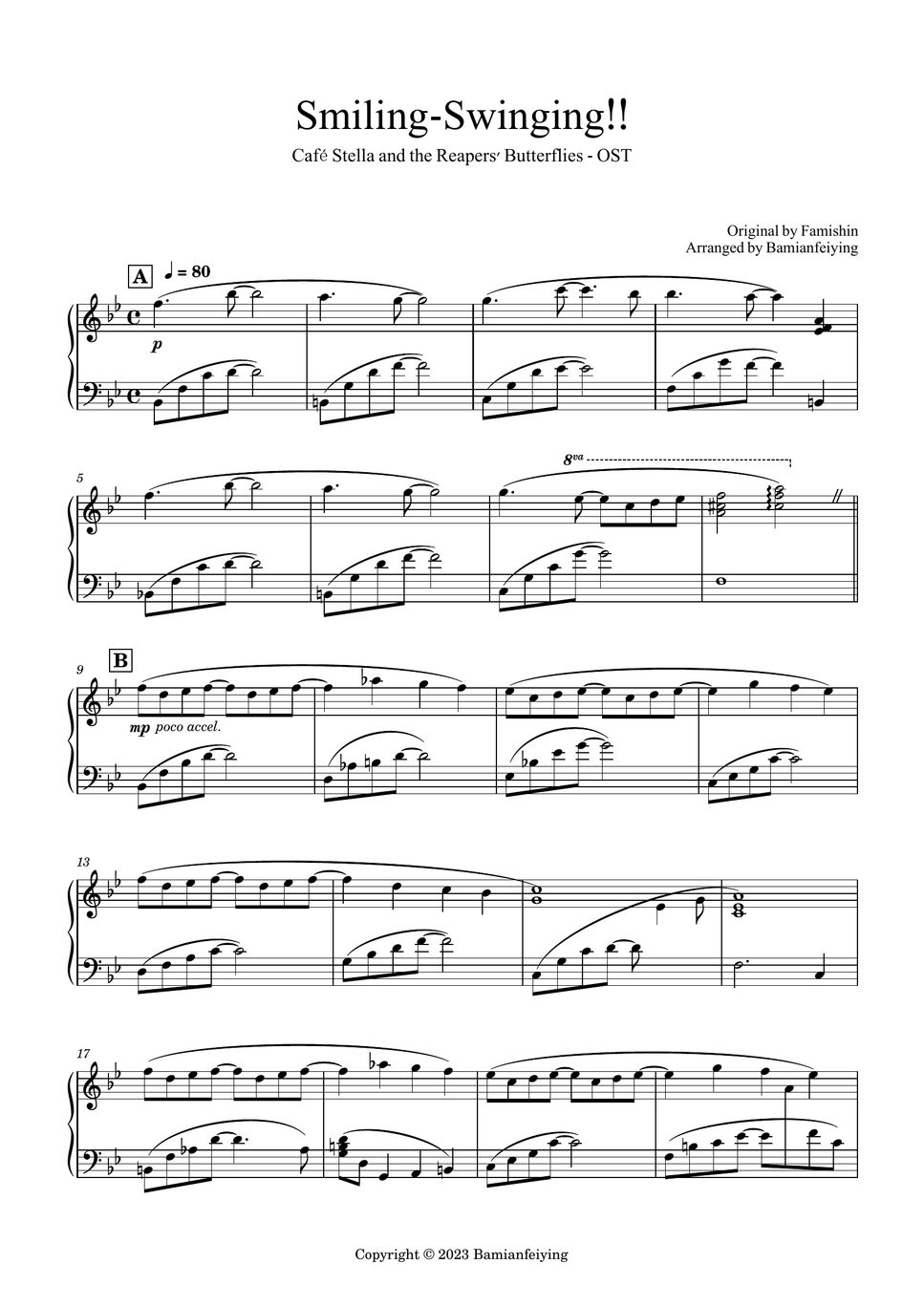 Famishin - Smiling-Swinging!! 악보 by Bamianfeiying