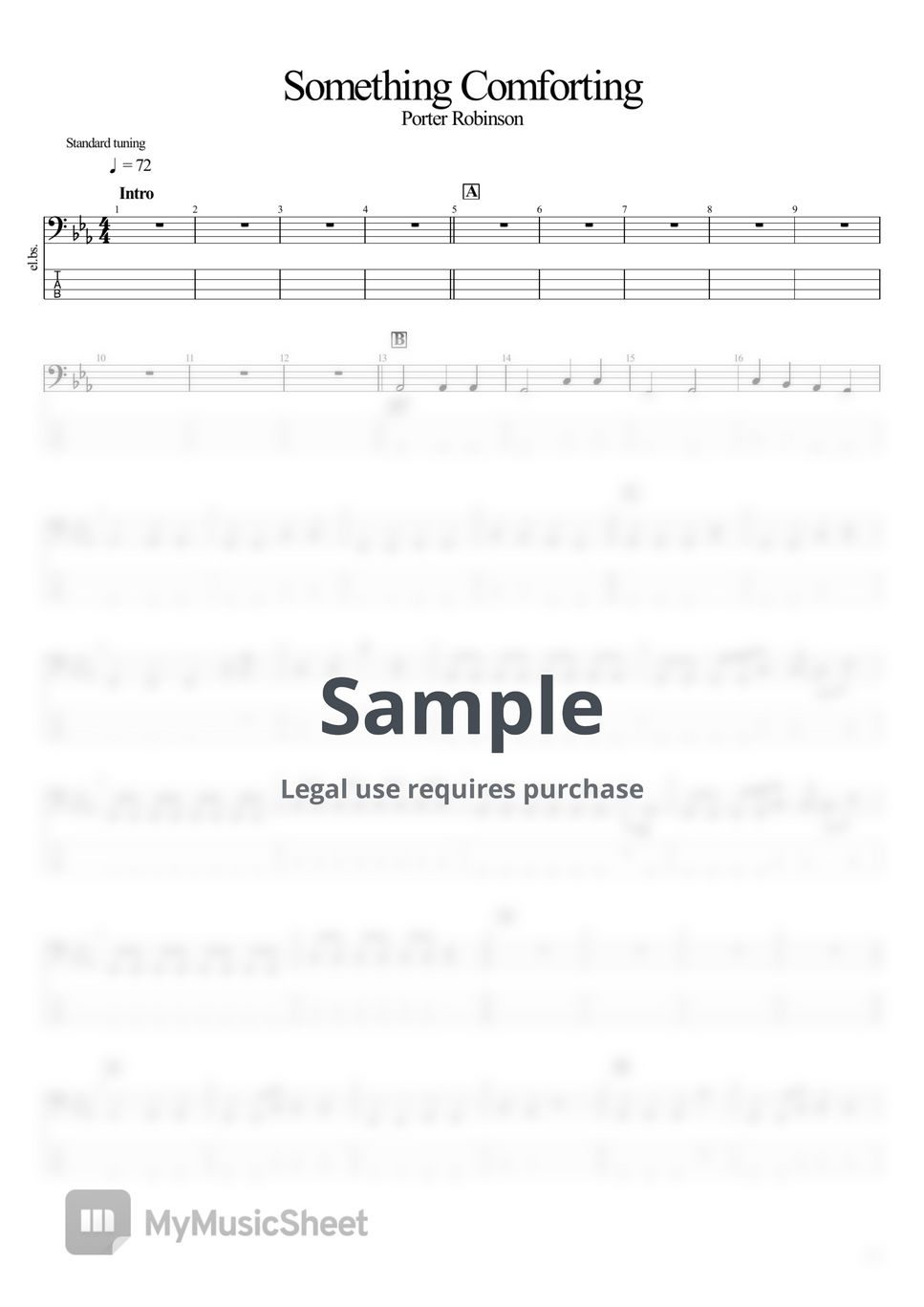 Porter Robinson - Something Comforting Tab + 단선 악보 by BassBlur