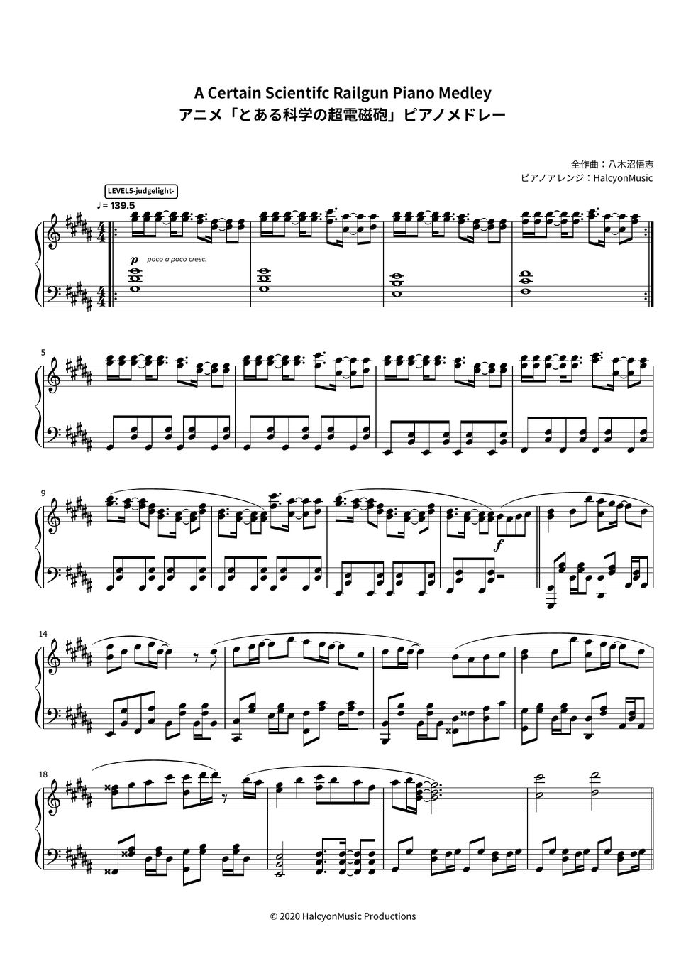 fripSide - A Certain Scientific Railgun Medley Sheets by HalcyonMusic