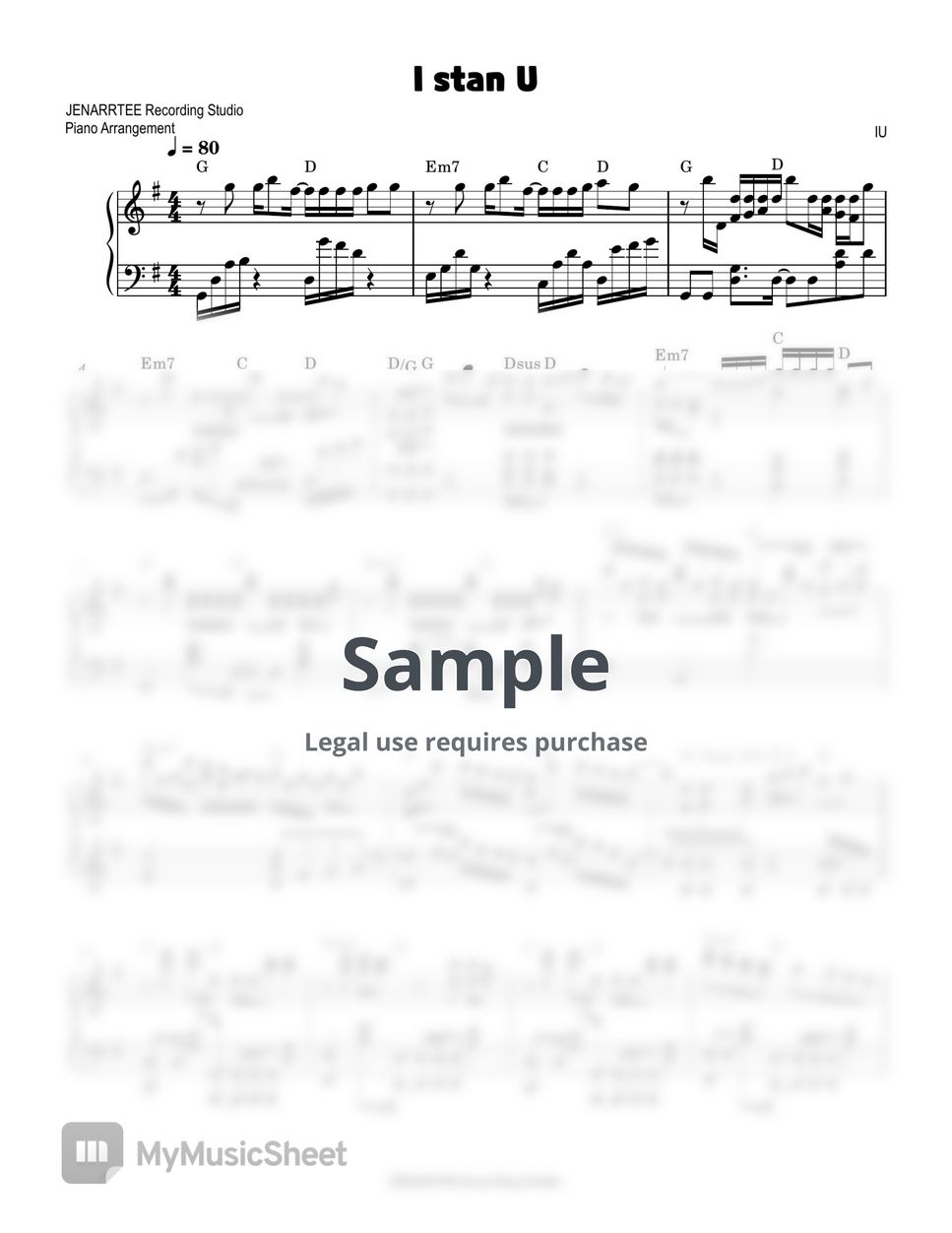 IU - I stan U แผ่น by JENARRTEE Recording Studio