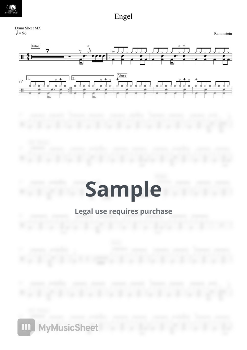 Rammstein - Engel Sheets by Drum Sheet MX