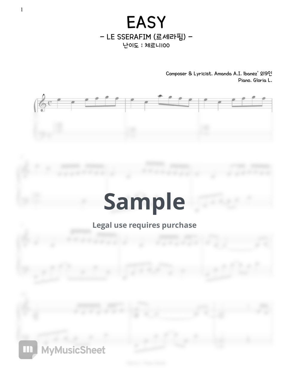 LE SSERAFIM (르세라핌) - EASY (easy ver.) Sheets by Gloria L.