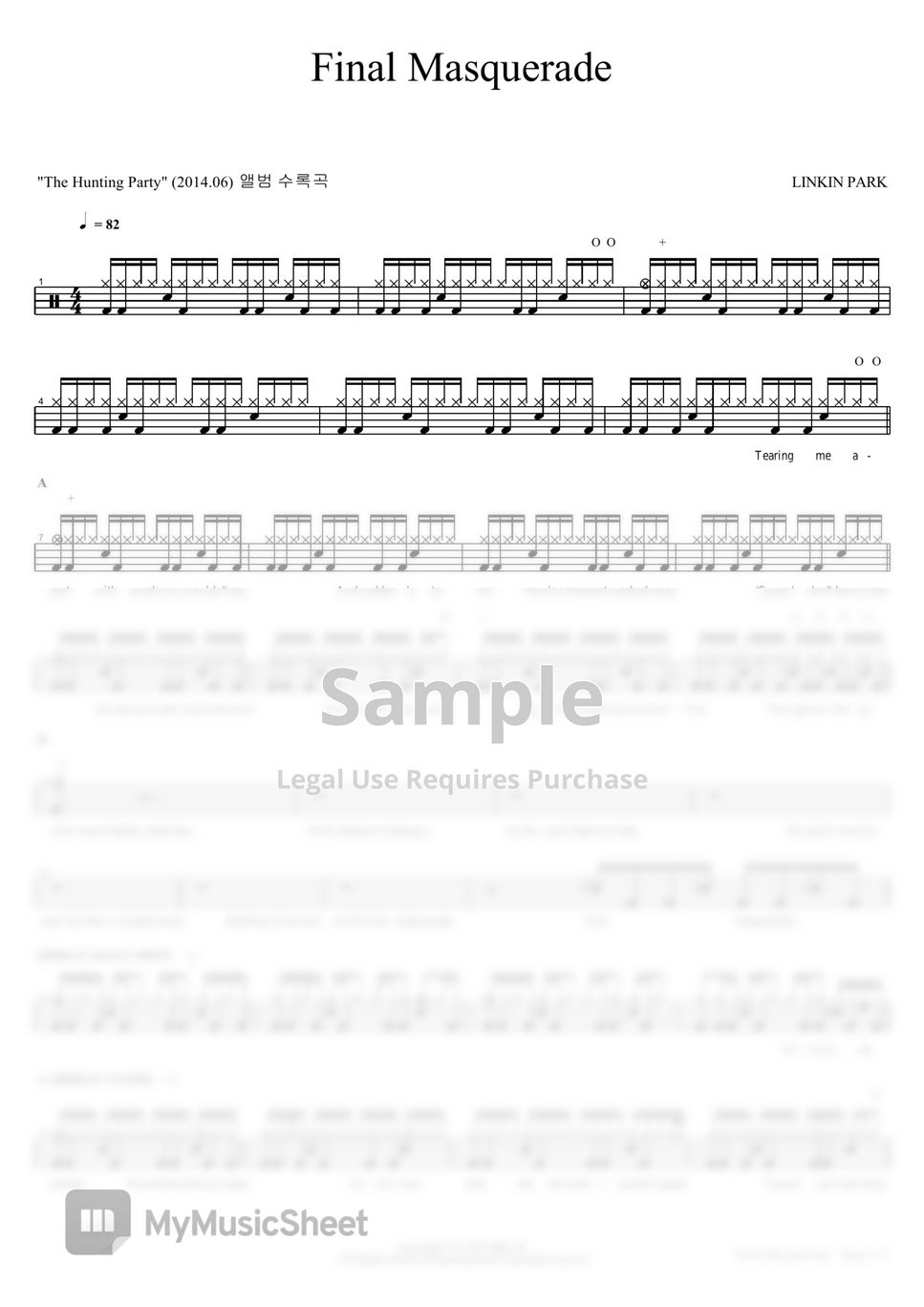 LINKIN PARK - Final Masquerade 악보 by COPYDRUM