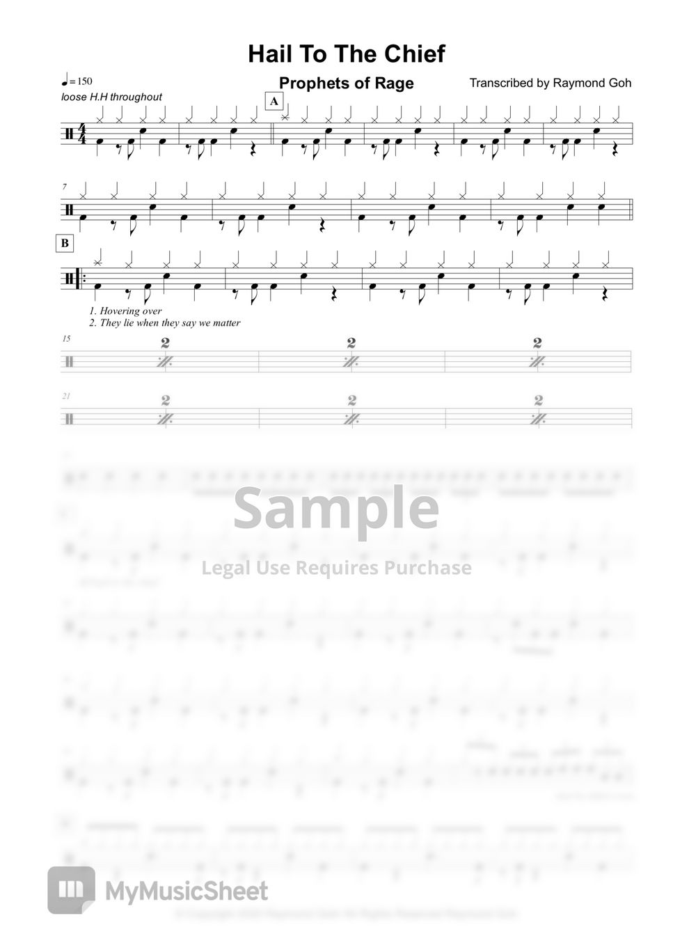 Prophets of Rage - Hail To The Chief Sheets by Raymond Goh