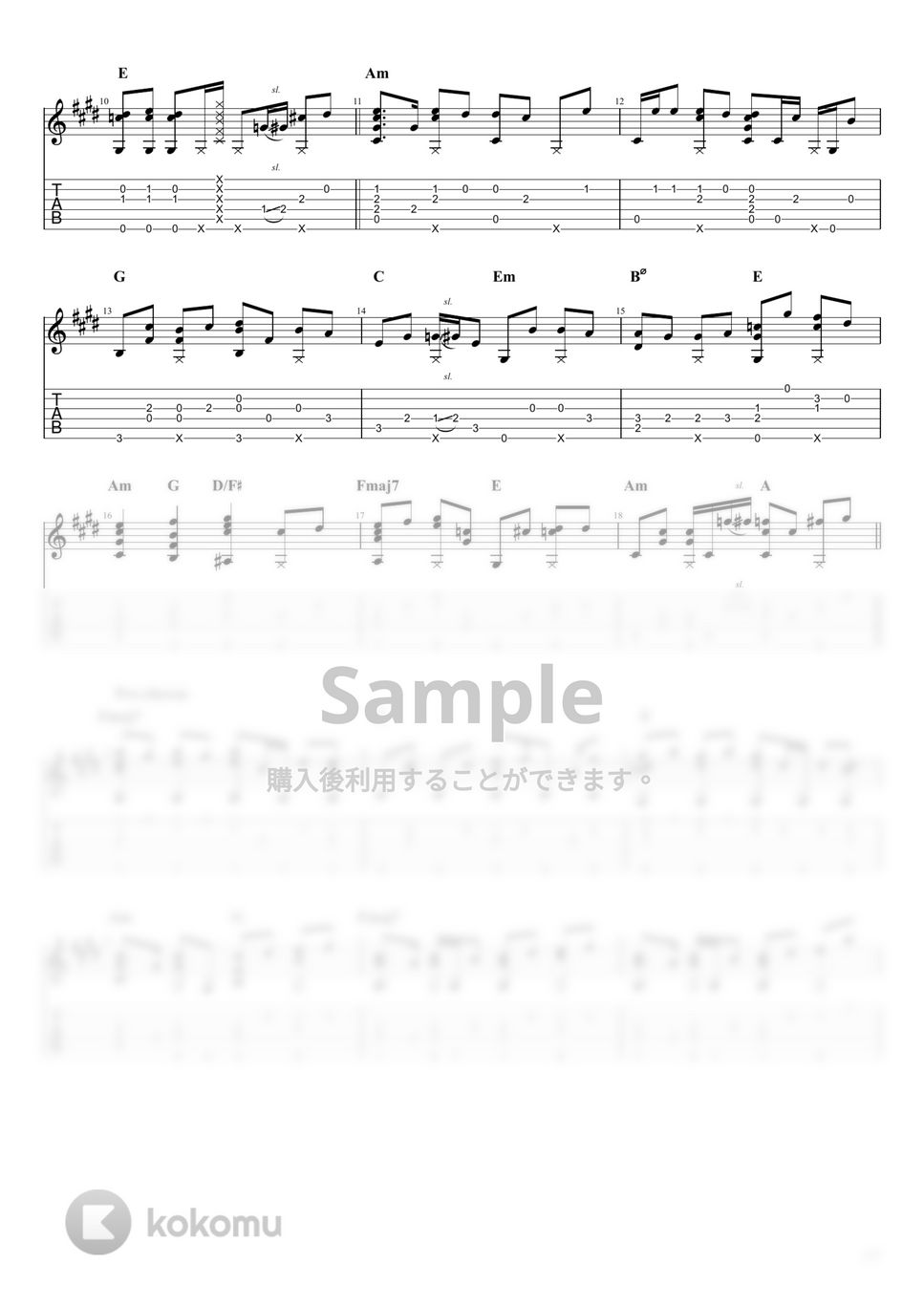 YOASOBI - 大正浪漫 (ソロギター) タブ+五線譜 by Steve Hansen