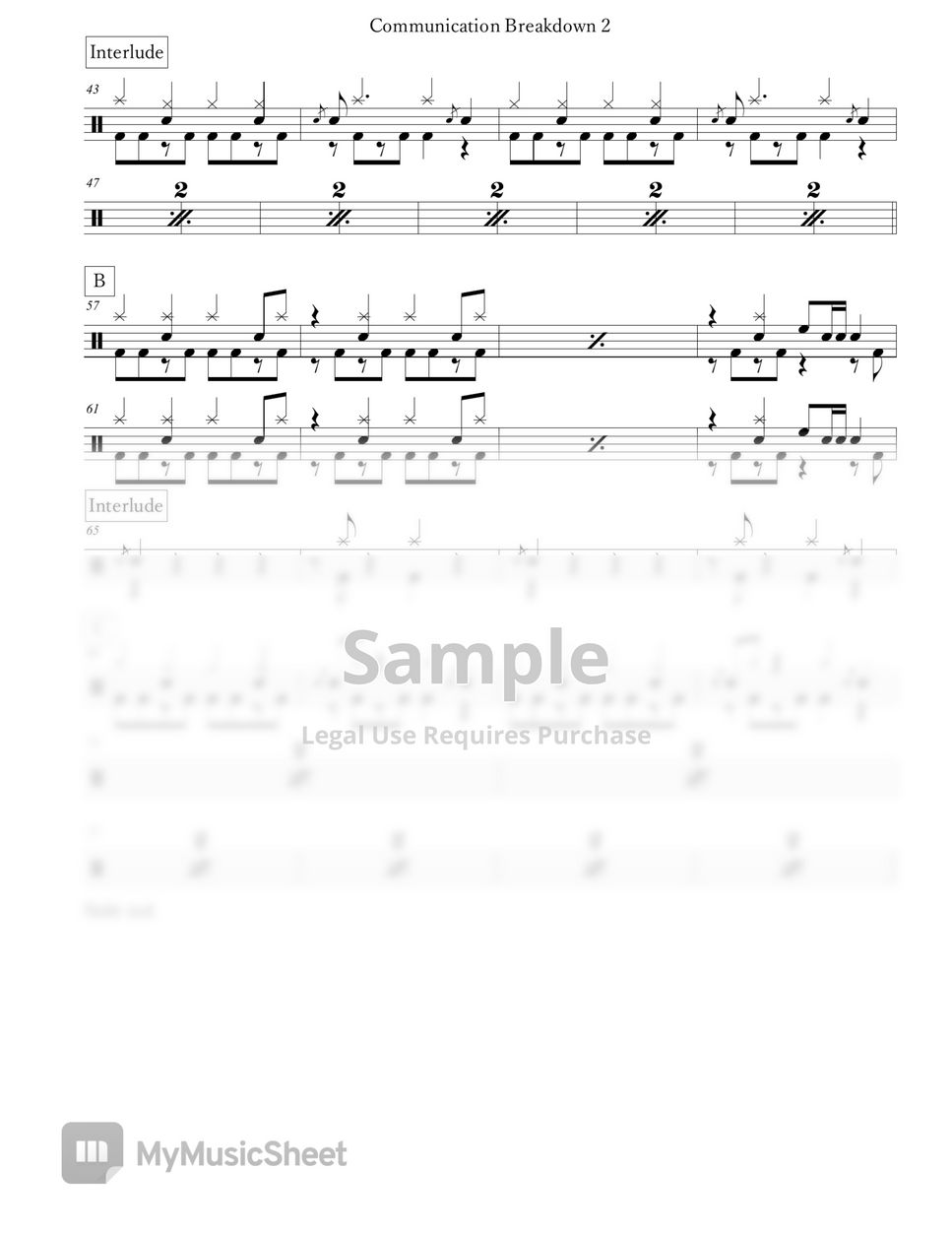 Led Zeppelin - Communication Breakdown Partition musicale by Arkadia Drums