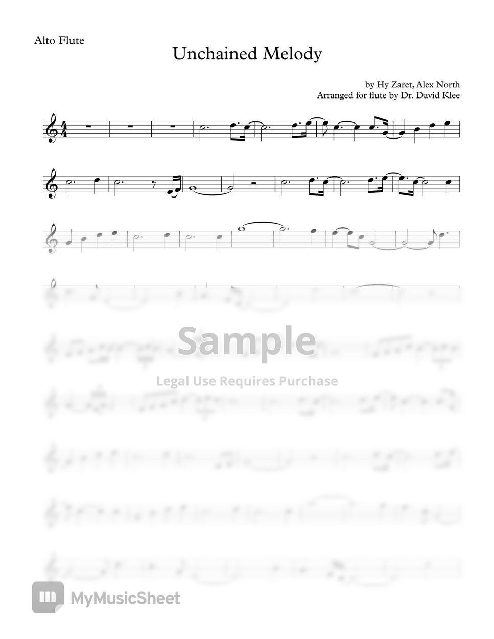 Hy Zaret, Alex North - Unchained Melody Sheet Music by Dr. David Klee