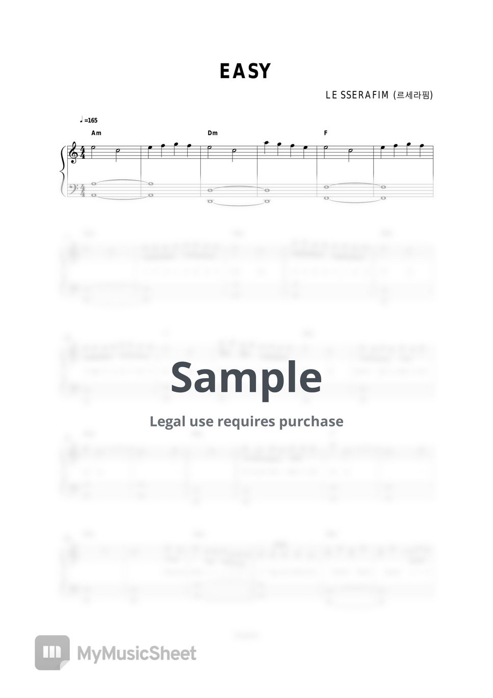 LE SSERAFIM (르세라핌) - EASY (Easy ver.) 악보 by Dopiano