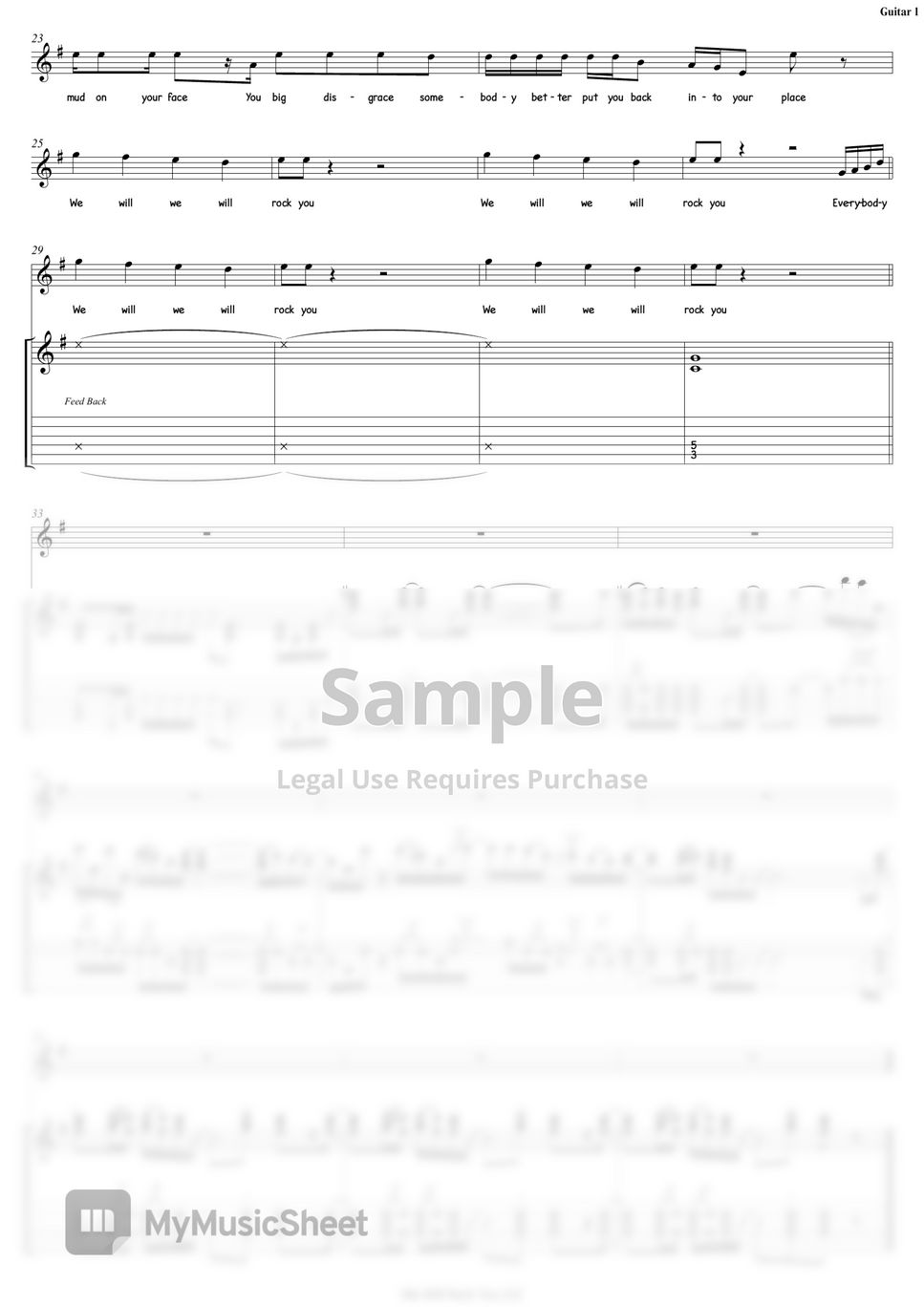 Queen 퀸 - We Will Rock You | Guitar 기타 악보
