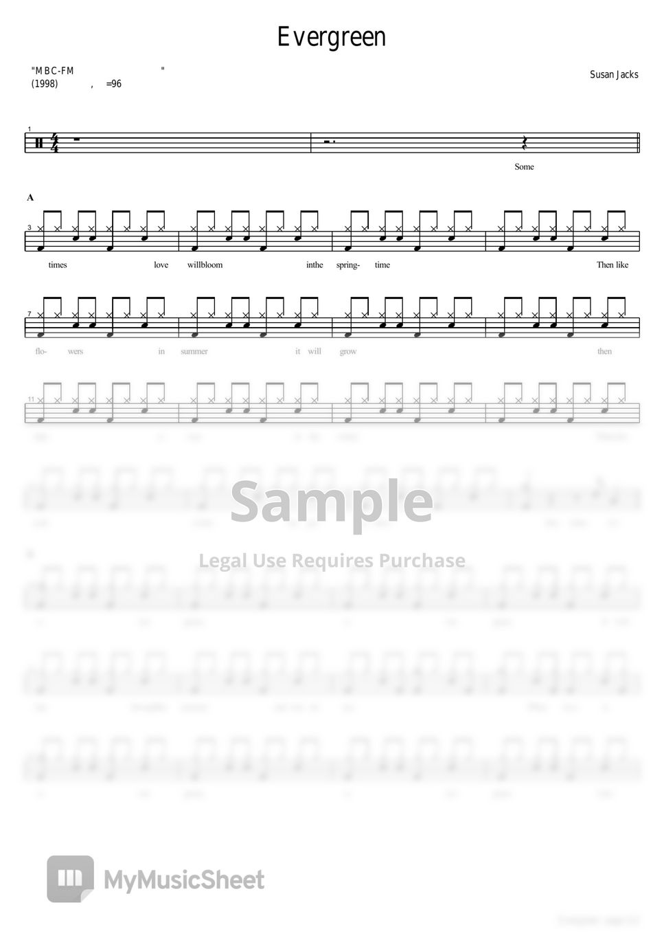 Susan Jacks - Evergreen Sheet Music by COPYDRUM