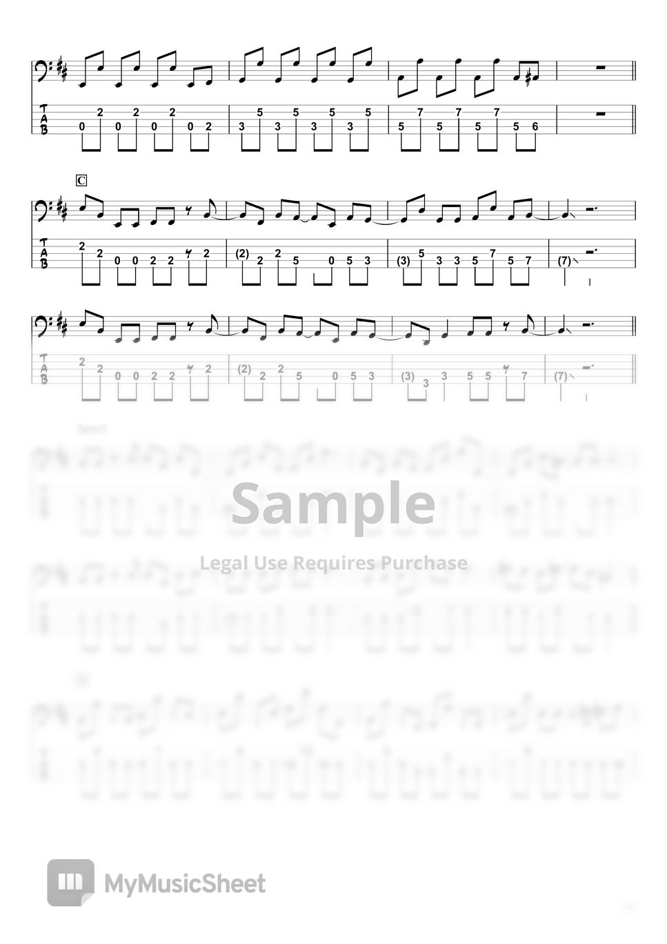 Ado - 行方知れず (BassTAB 5strings) Sheet Music by swbass