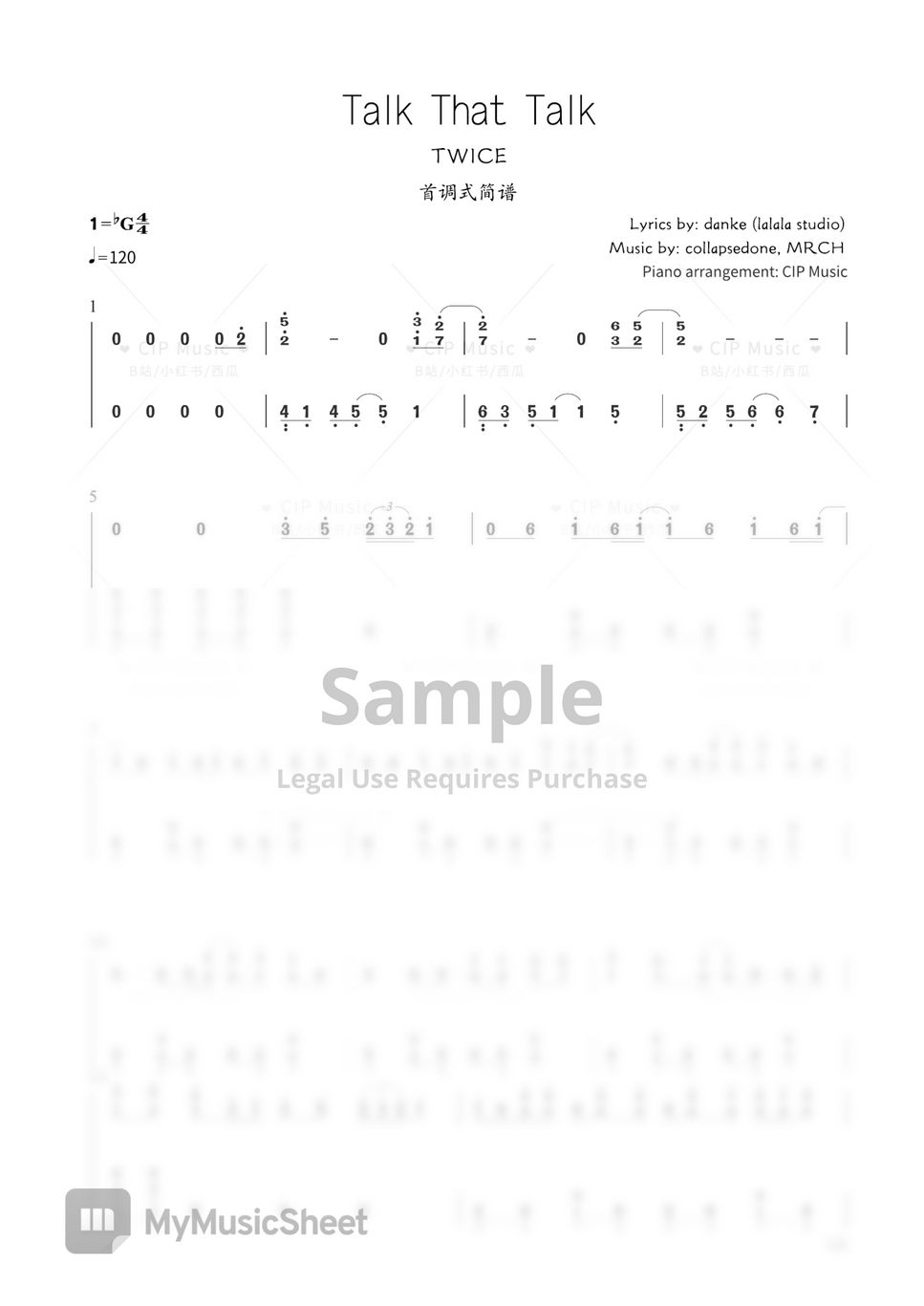 TWICE - Talk That Talk ((+2 copies of numbered musical notation)) 曲谱 by ...