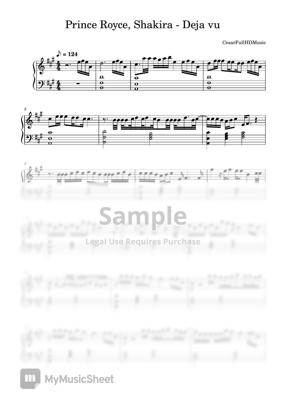 Prince Royce, Shakira - Deja vu Sheet Music