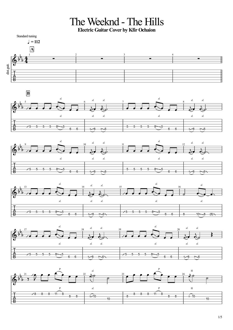 The Weeknd - The Hills by Kfir Ochaion Sheet Music