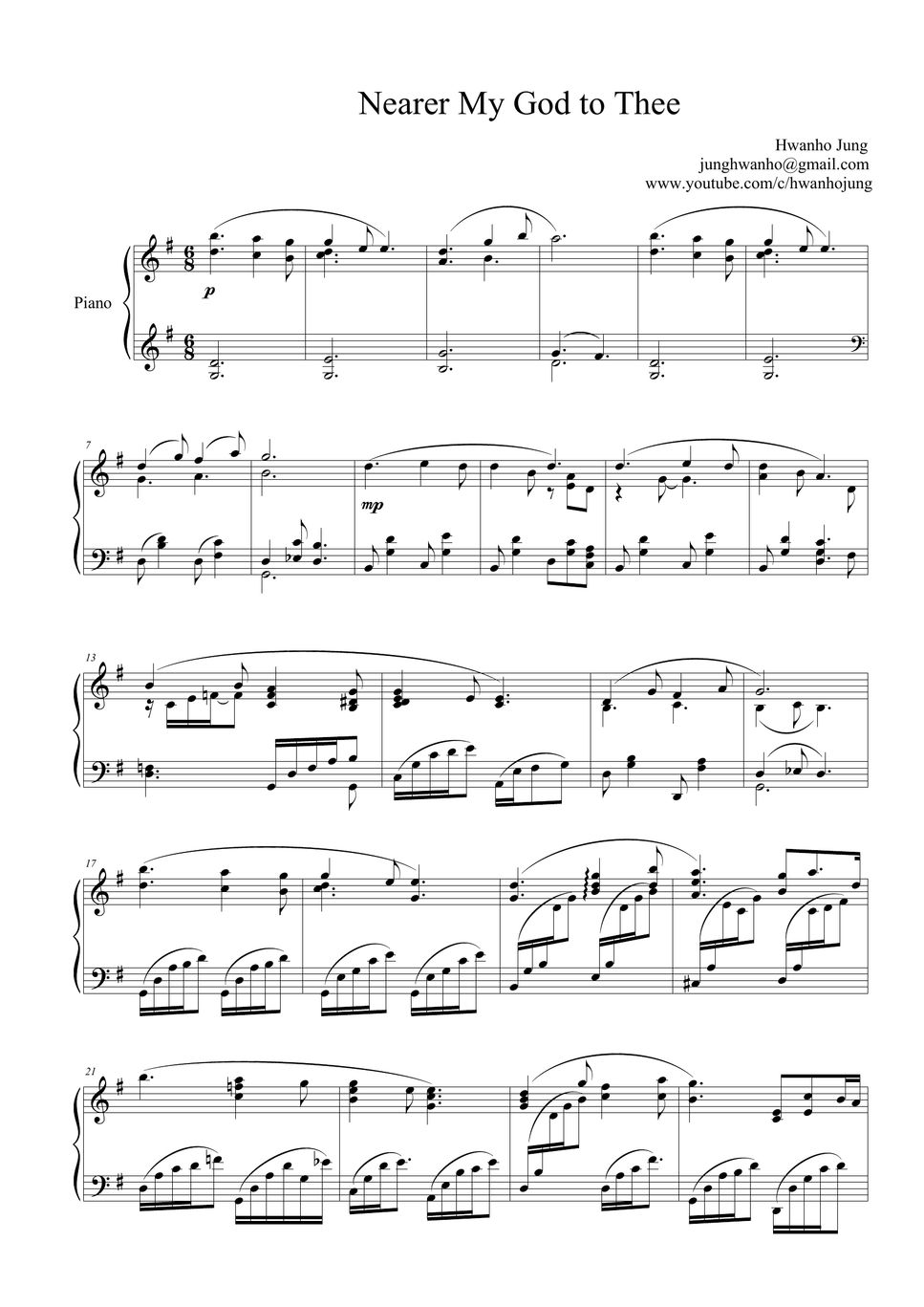 HYMN - Nearer My God to Thee (Piano Arrangement) Notenblatt by Hwan ho Jung
