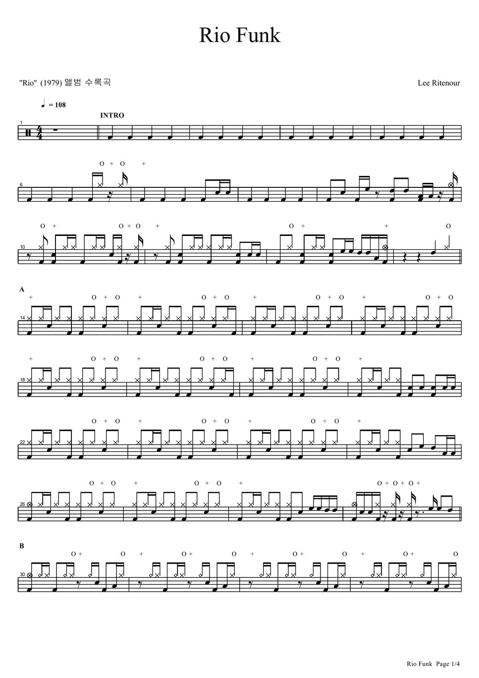 Lee Ritenour - Rio Funk 楽譜 by COPYDRUM