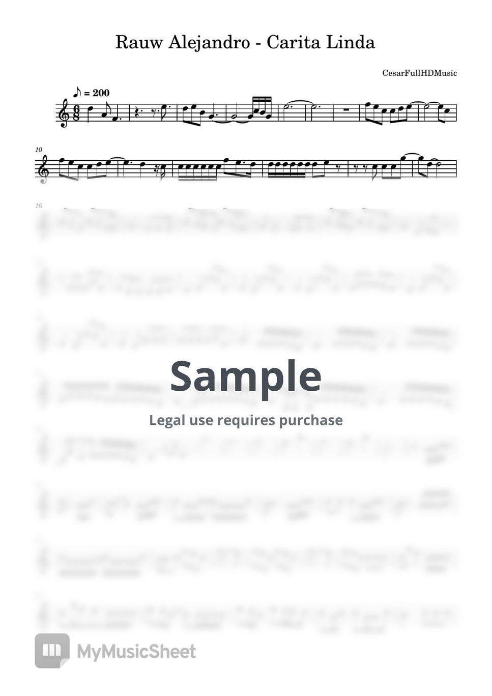 Rauw Alejandro - Carita Linda Sheet Music