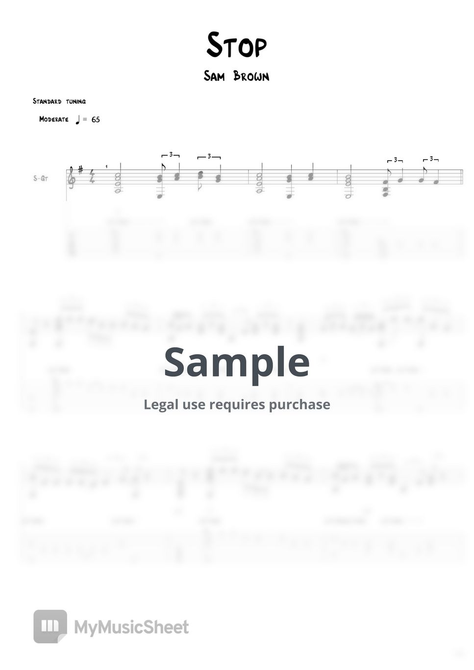 Sam Brown - Stop TAB+1 Staff by Agape Guitar