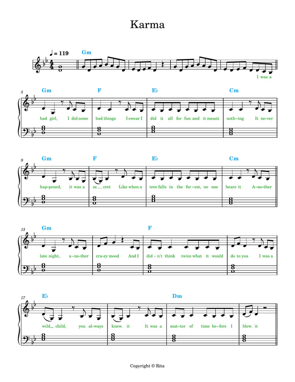 JoJo Siwa - Karma (Easy version with lyrics for singing) Sheets by Rita B