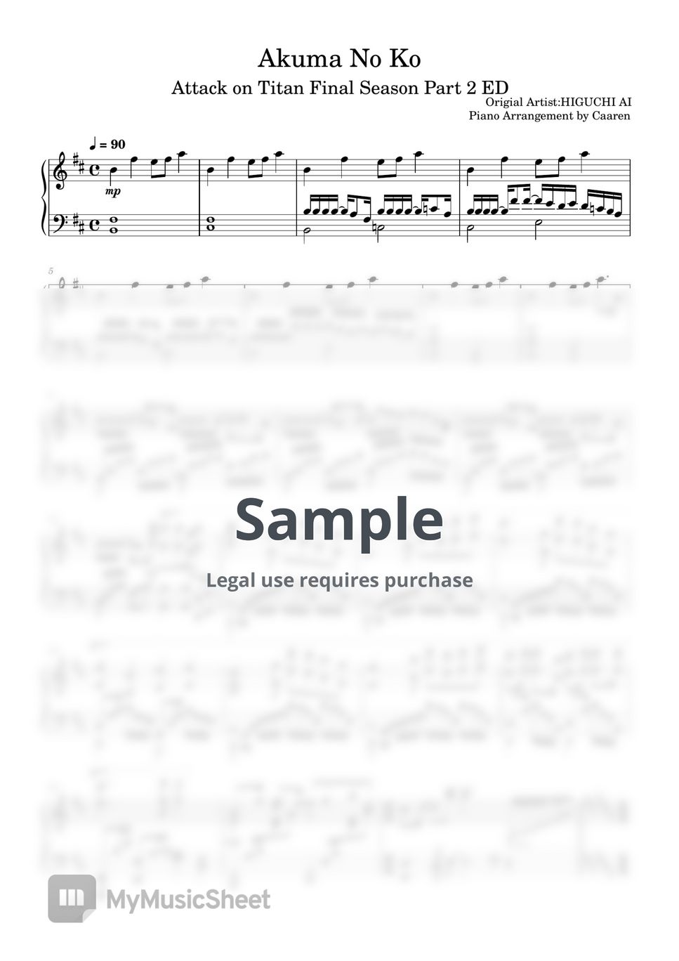 HIGUCHI AI - Piano-Akuma No Ko[Attack on Titan Final Season Part 2 ED ...