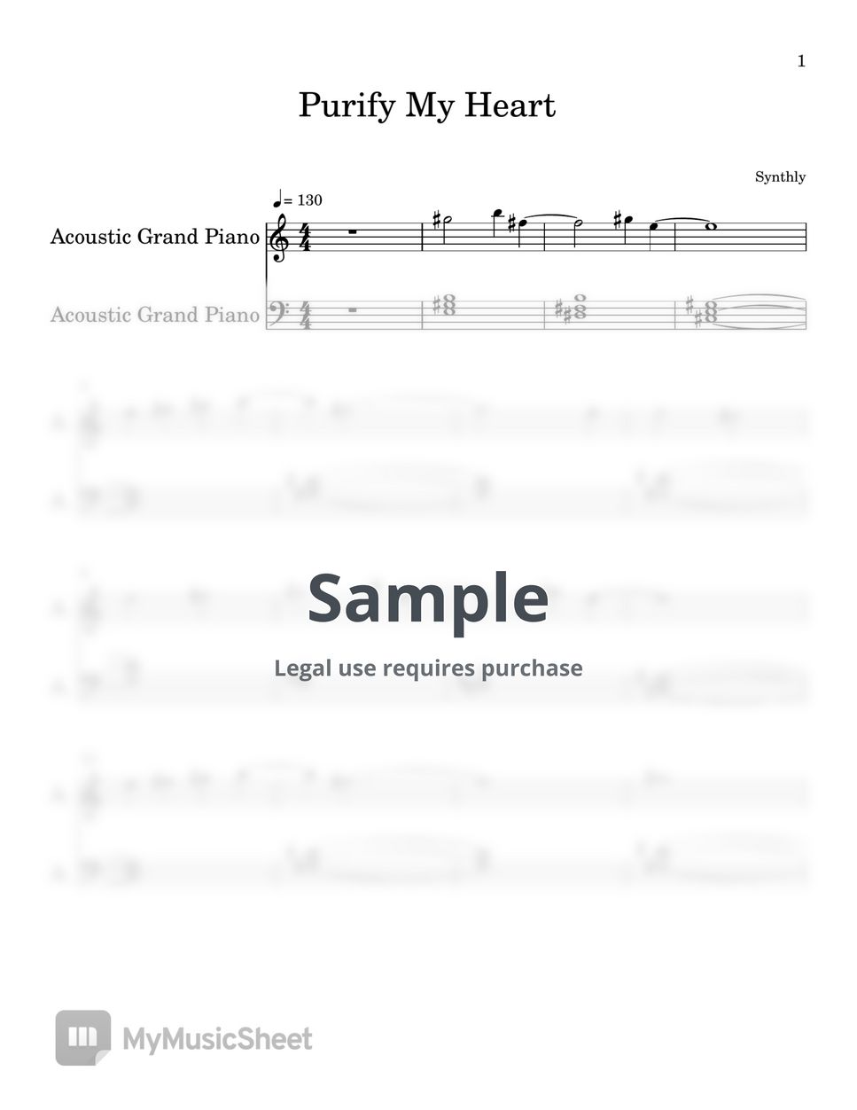 Synthly - Purify My Heart (EASY PIANO SHEET) Sheets by Synthly