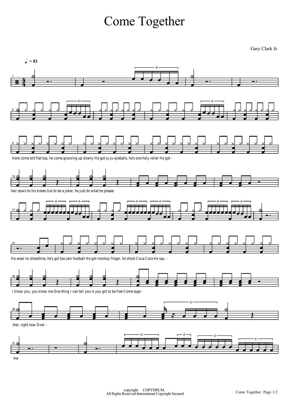 Gary Clark Jr. - Come Together Sheets by COPYDRUM