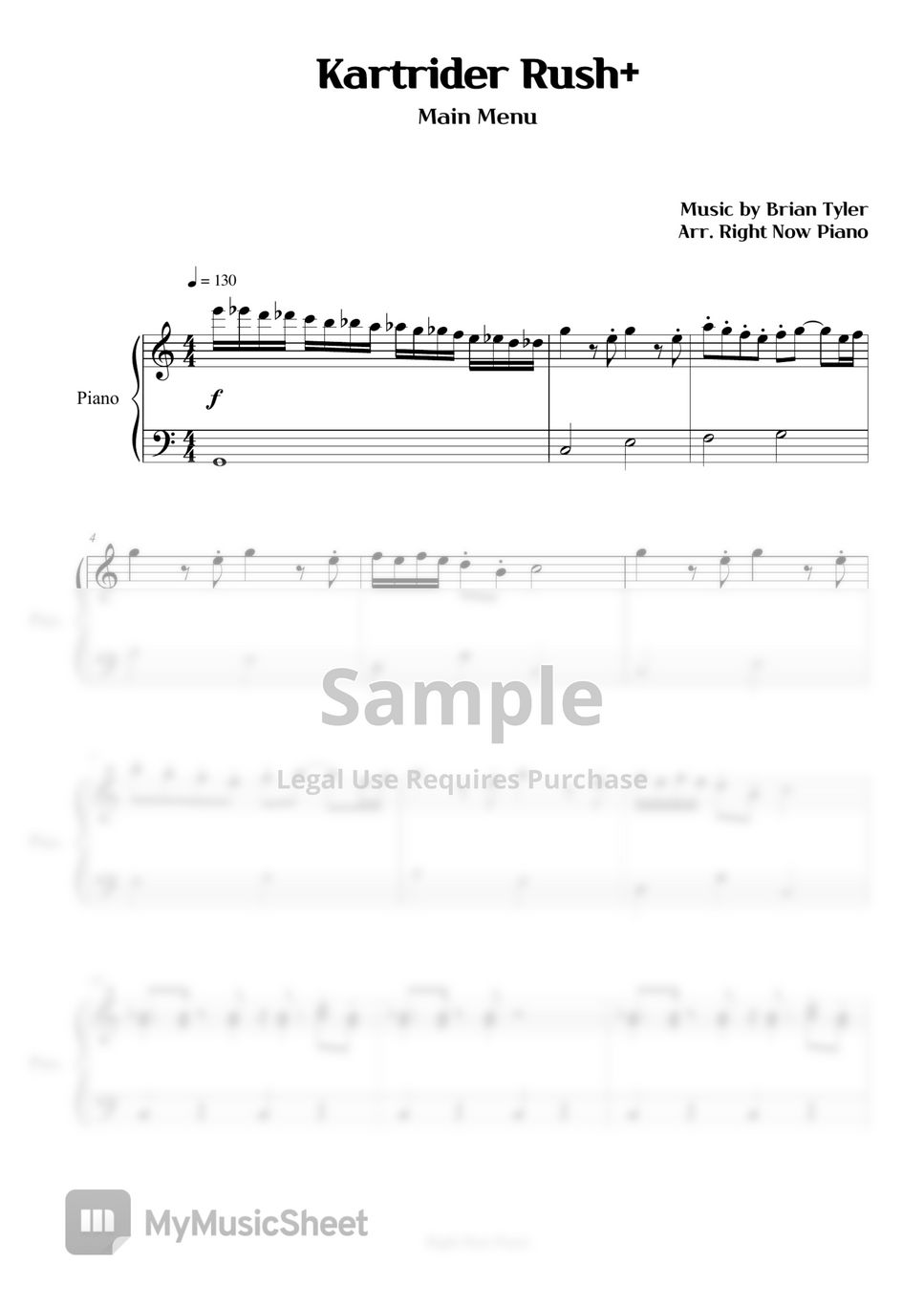 Cartrider Rush+ - Main Menu Partitur by Right Now Piano