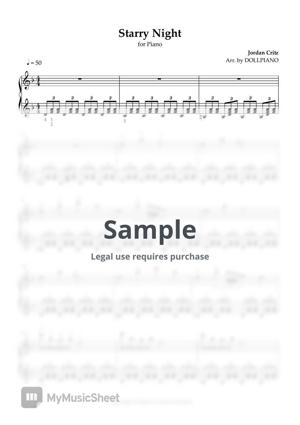 Jordan Critz - Starry Night (Piano) Sheet Music by DOLLPIANO