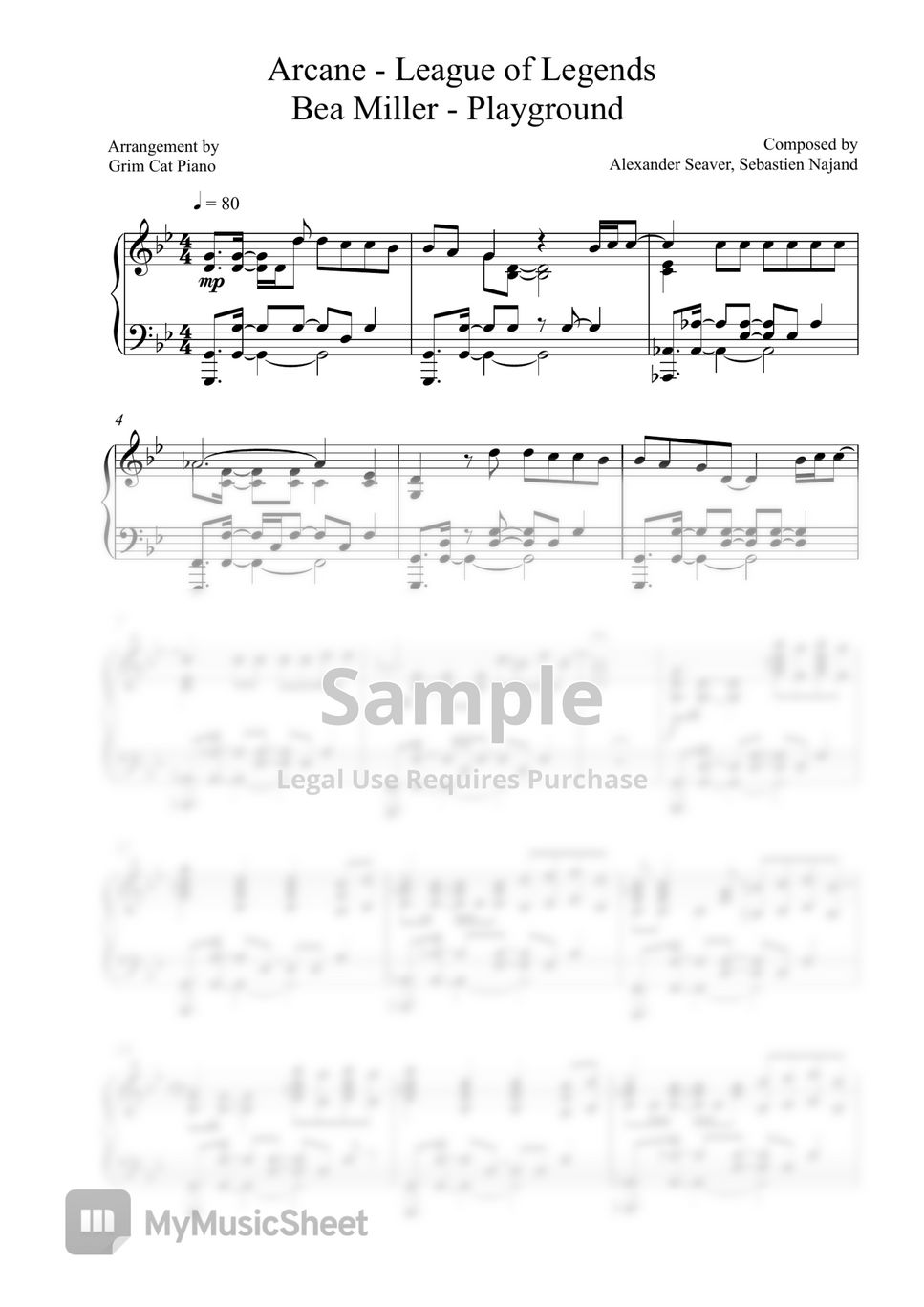 Arcane League Of Legends Playground Bea Miller Partition Musicale By Grim Cat Piano