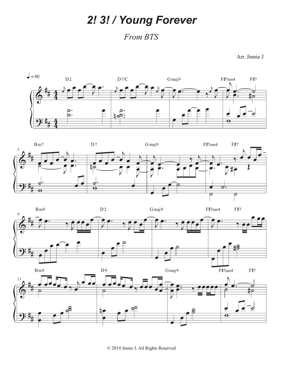 BTS - 2! 3! / Young Forever for Intermediate Piano Nuty