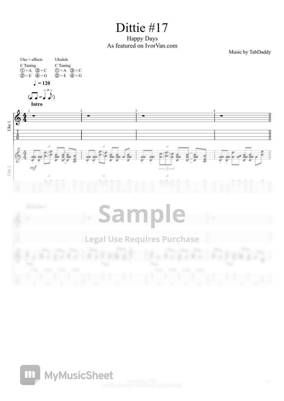 Ivor Van - Dittie 17 - Happy Days 악보