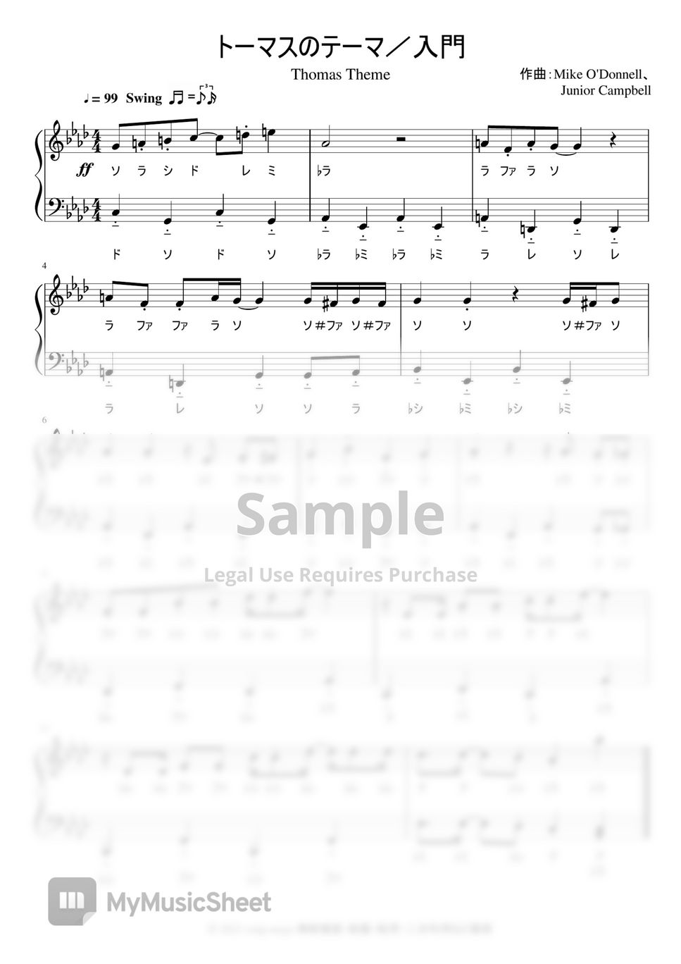 Thomas & Friends - 「Thomas Theme & Roll Call」Piano Solo Sheets by soup-majo