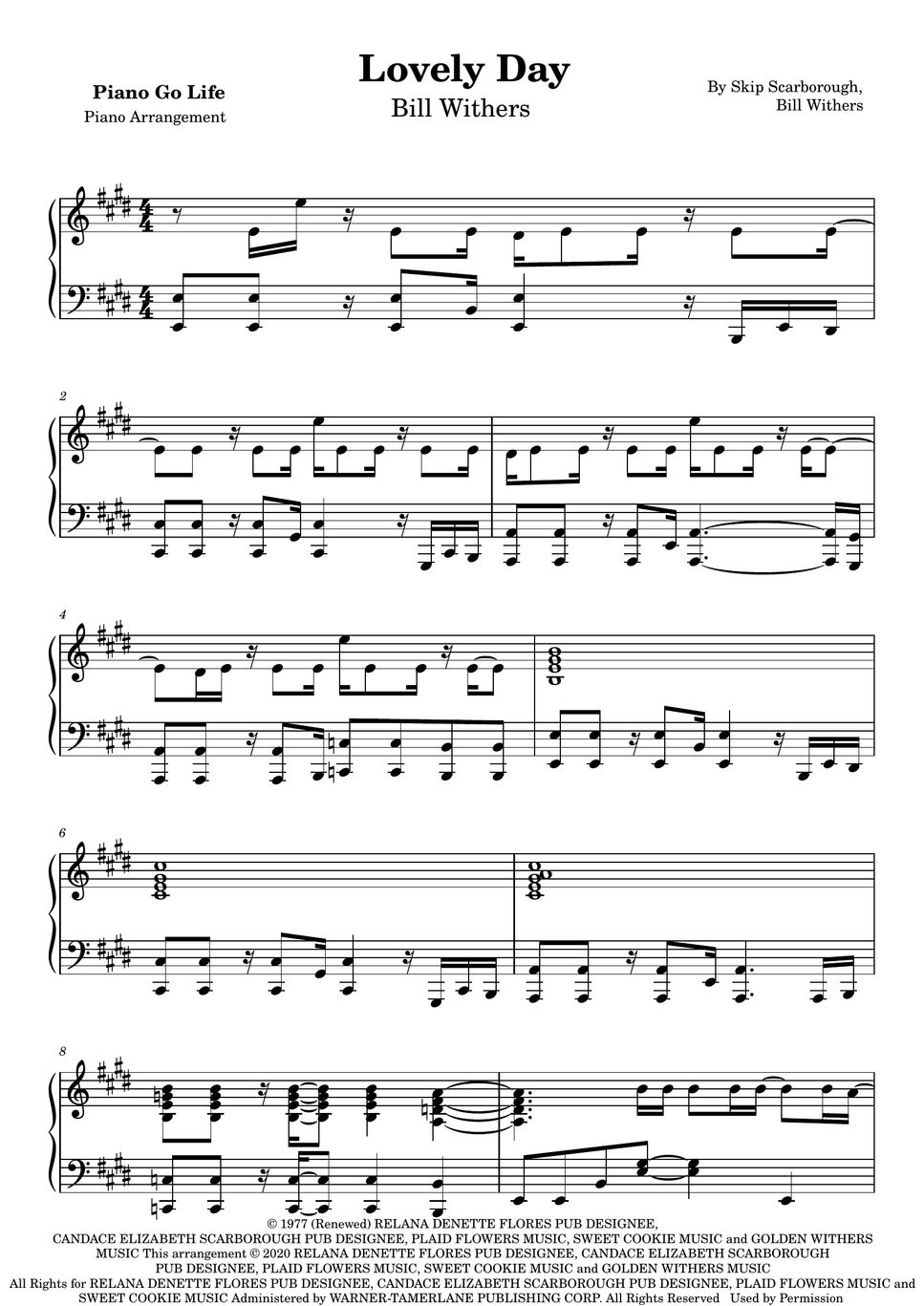 Bill Withers - Lovely Day 楽譜 by Piano Go Life