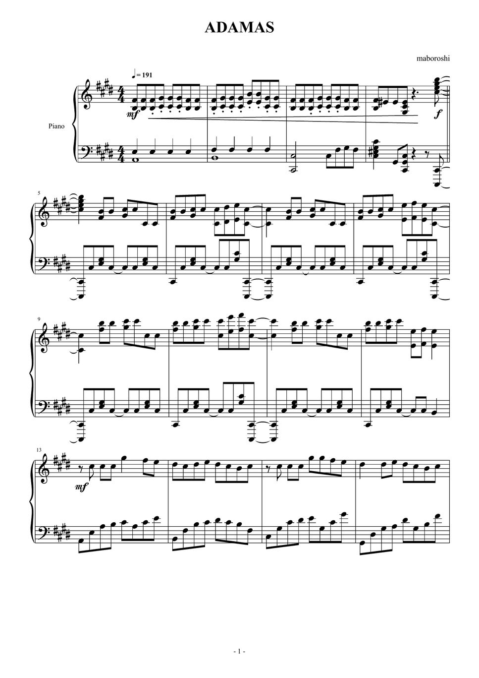 LiSA - ADAMAS 鋼琴譜([Sword Art Online Alicization]piano sheet) Sheets by ...