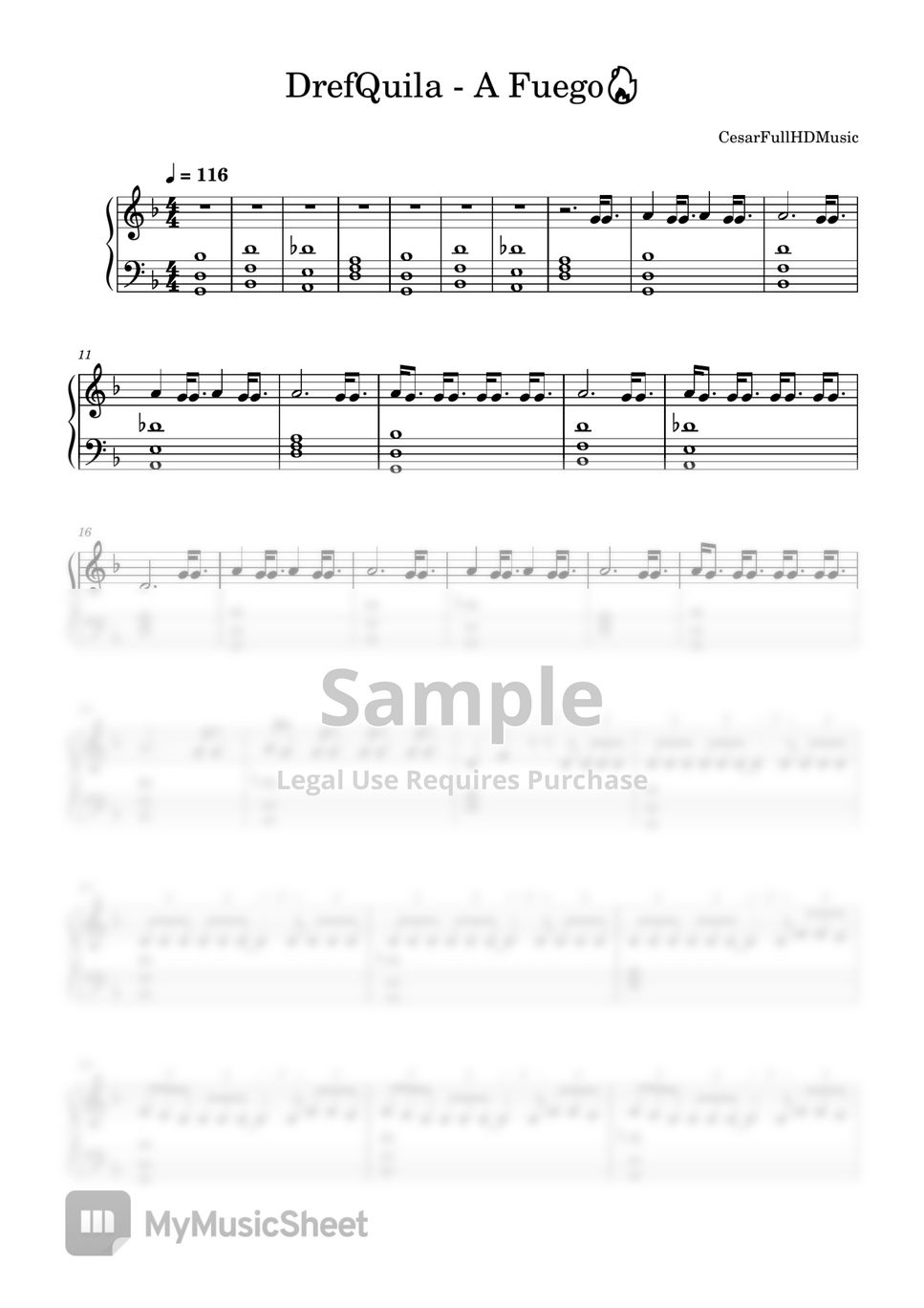 DrefQuila - A Fuego🔥 Sheet Music