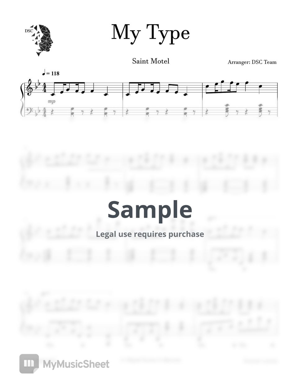 Saint Motel - My Type Sheet by Digital Scores Collection