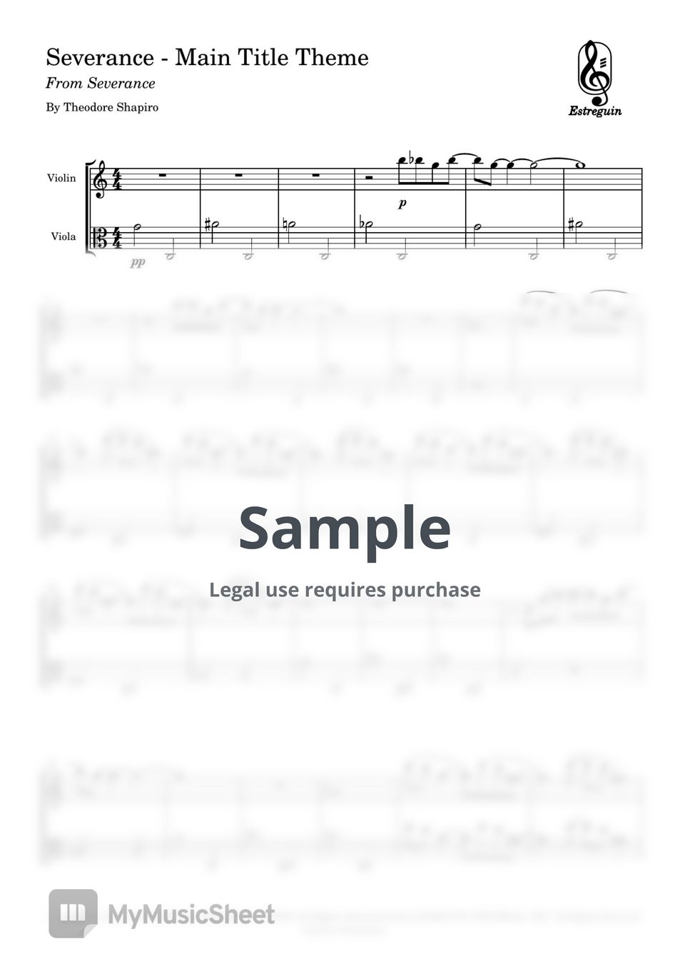 Theodore Shapiro - Severance Main Theme (Violin Viola Duet) โน้ตเพลง by ...