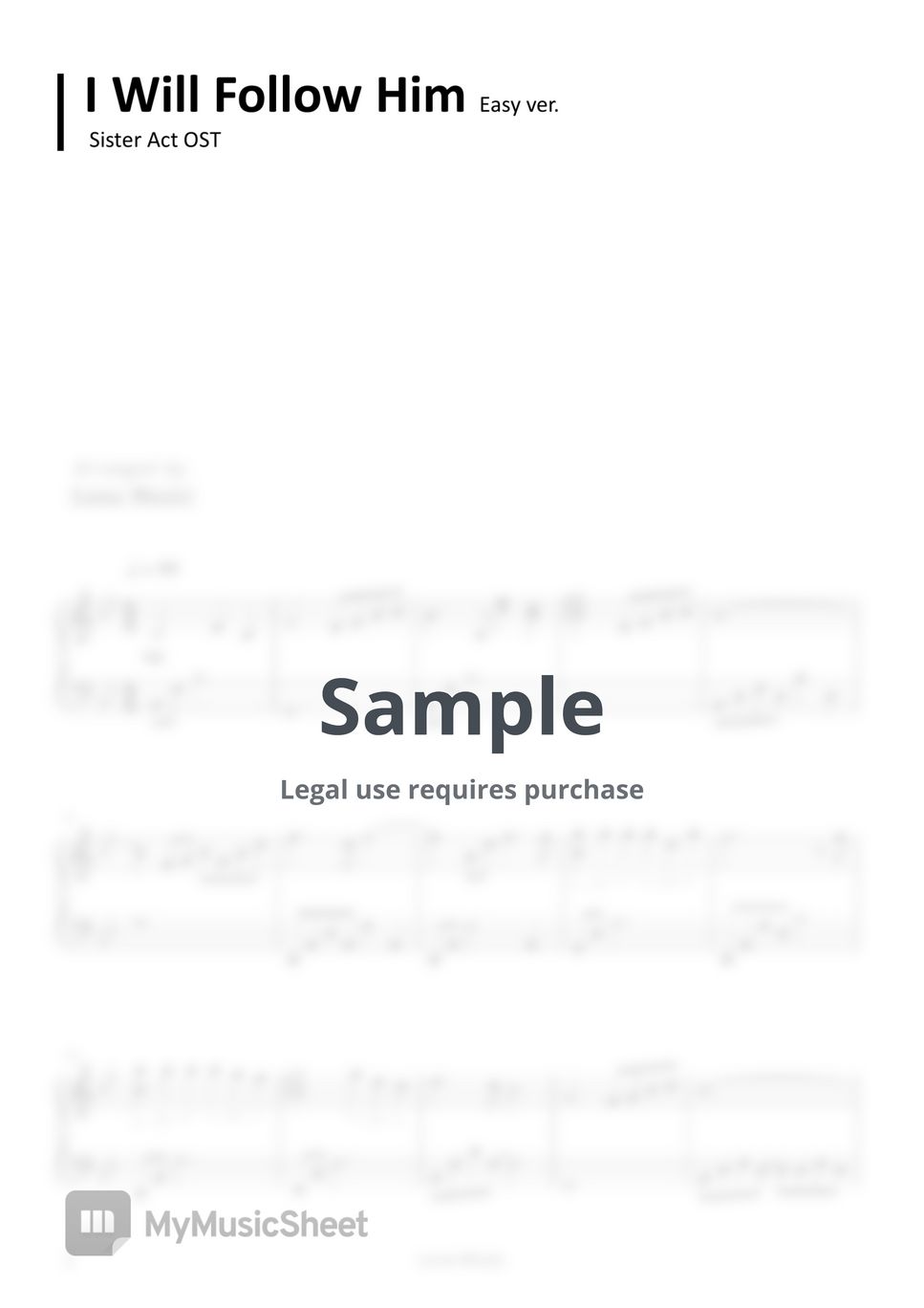 Sister Act - I Will Follow Him (Easy Piano Sheet) Sheets by 𝐋𝐮𝐧𝐚 𝐌𝐮𝐬𝐢𝐜 𝐄𝐚𝐬𝐲