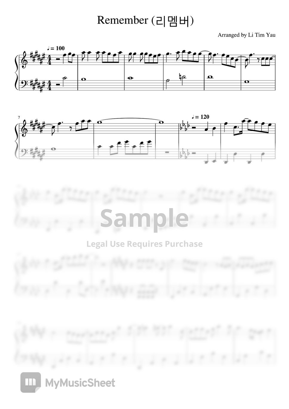 Apink (에이핑크) - Remember (리멤버) (Piano Cover) Sheet Music by Li Tim Yau