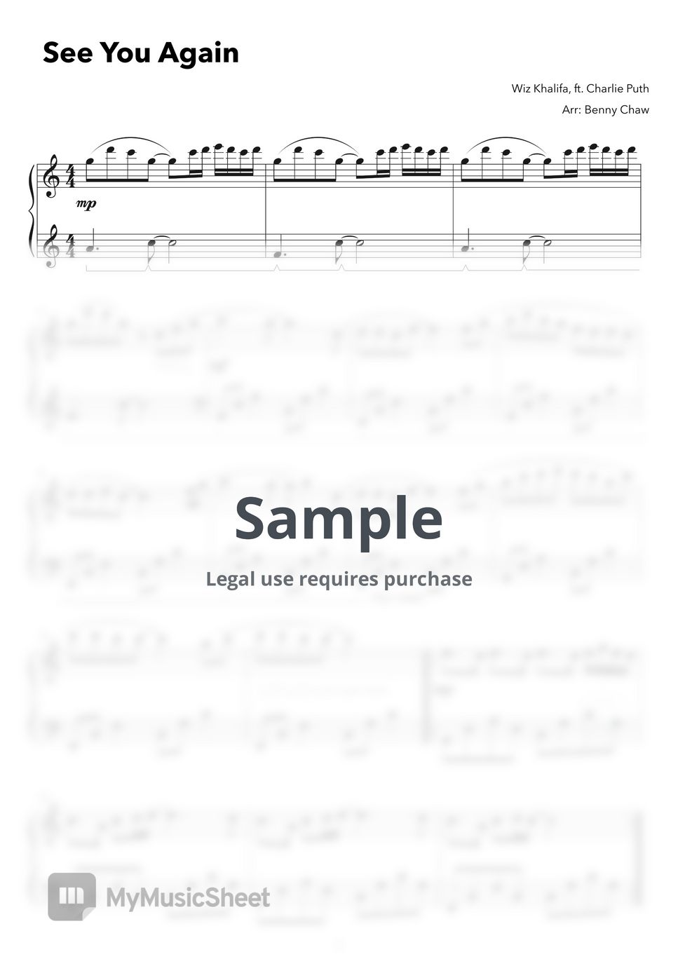 Wiz Khalifa, Charlie Puth - See You Again 악보 by Benny Chaw